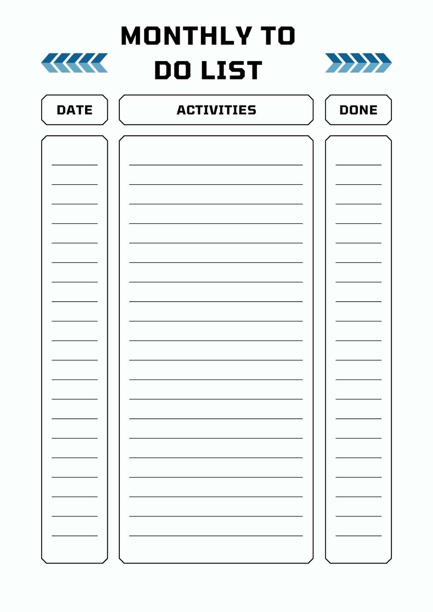 40 Free Printable Monthly To Do Lists | 2023 Calendar Schedule