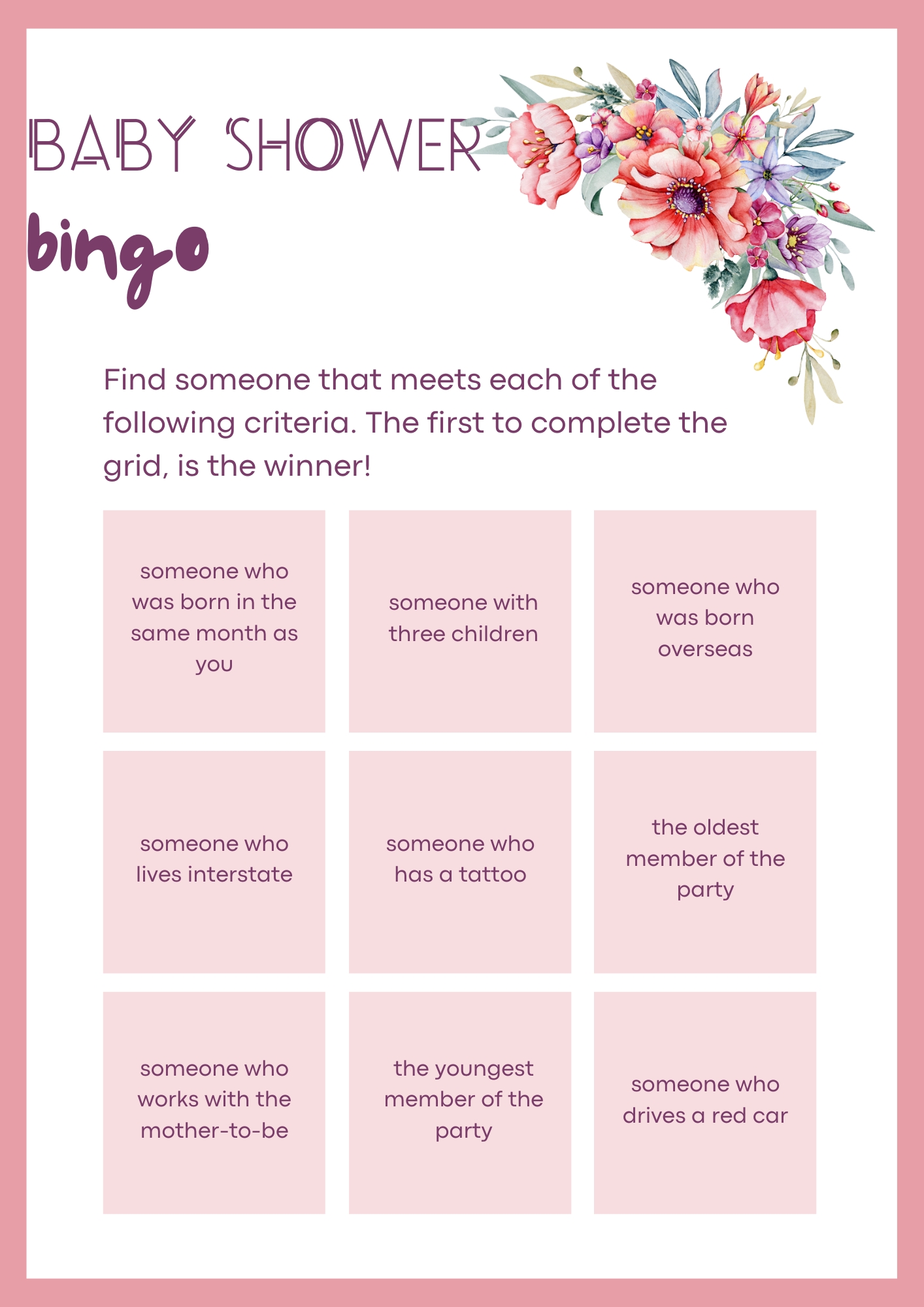 40 Free Printable Baby Shower Bingo - Printaboles