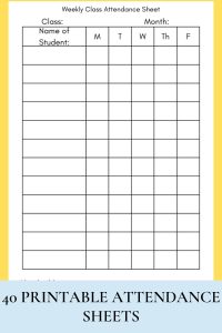 40 Free Printable Attendance Sheets - Printaboles