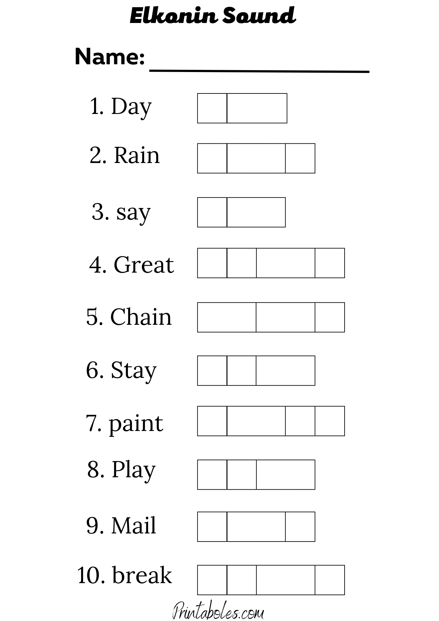 40 Free Printable Elkonin Boxes - Printaboles