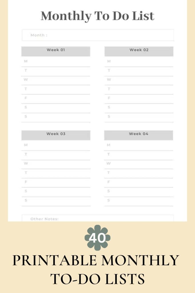40 Free Printable Monthly To Do Lists | 2023 Calendar Schedule