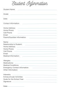 40 Free Printable Student Information Sheets - Printaboles
