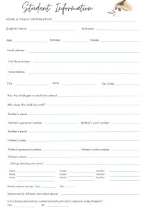 40 Free Printable Student Information Sheets - Printaboles