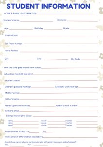 40 Free Printable Student Information Sheets - Printaboles