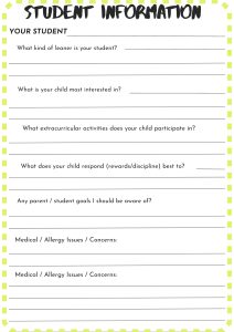 40 Free Printable Student Information Sheets - Printaboles