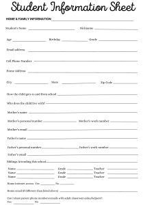 40 Free Printable Student Information Sheets - Printaboles
