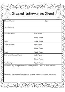 40 Free Printable Student Information Sheets - Printaboles