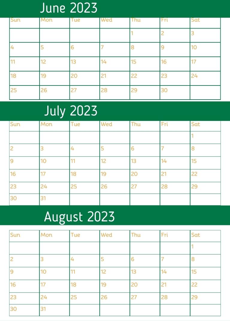 2023 Free Printable Three Month Calendars - Printaboles