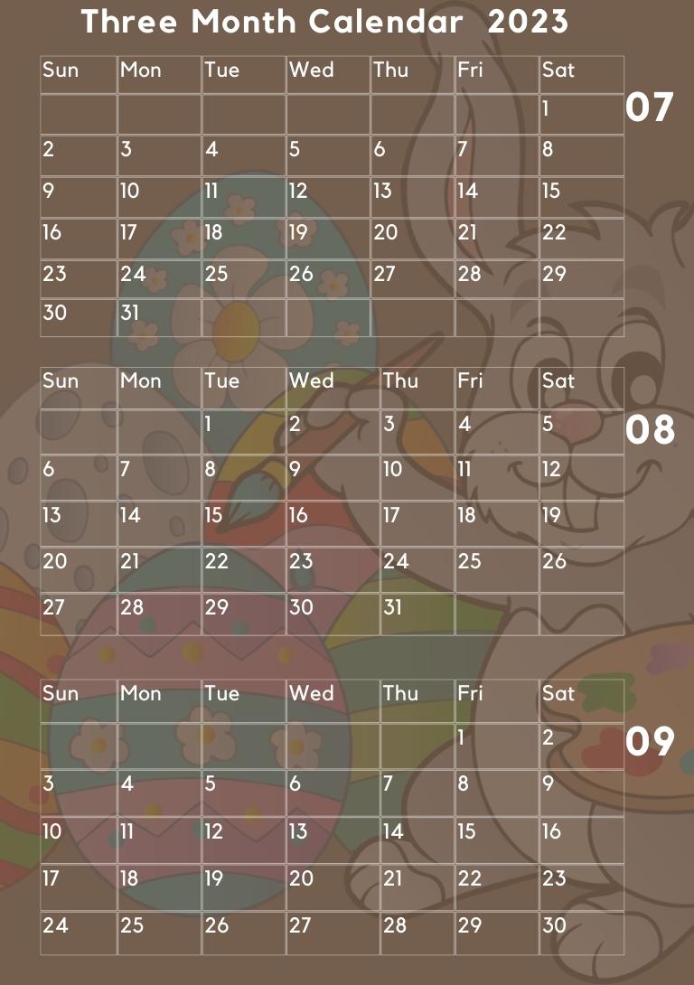 2023 Free Printable Three Month Calendars - Printaboles