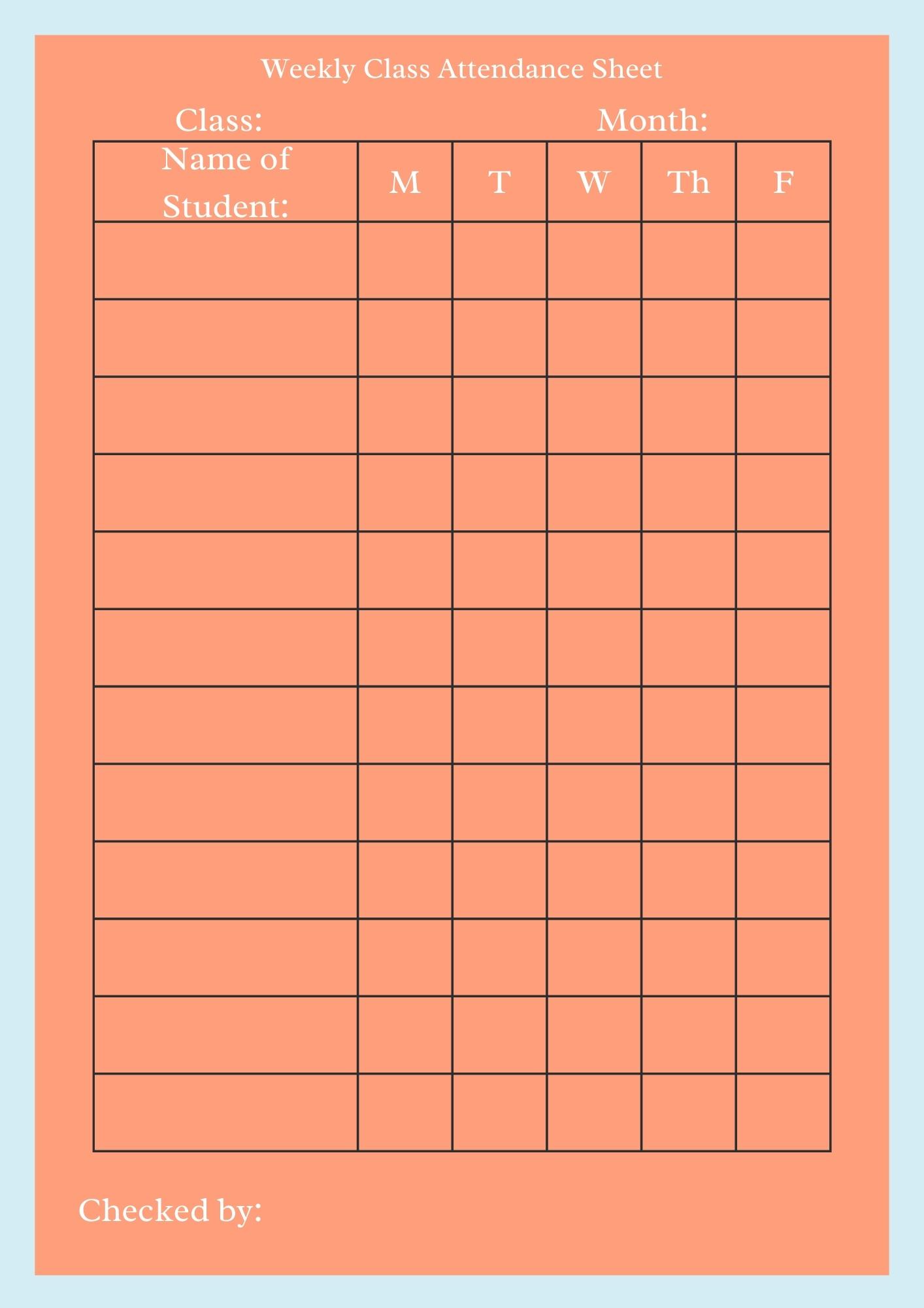 40 Free Printable Attendance Sheets - Printaboles
