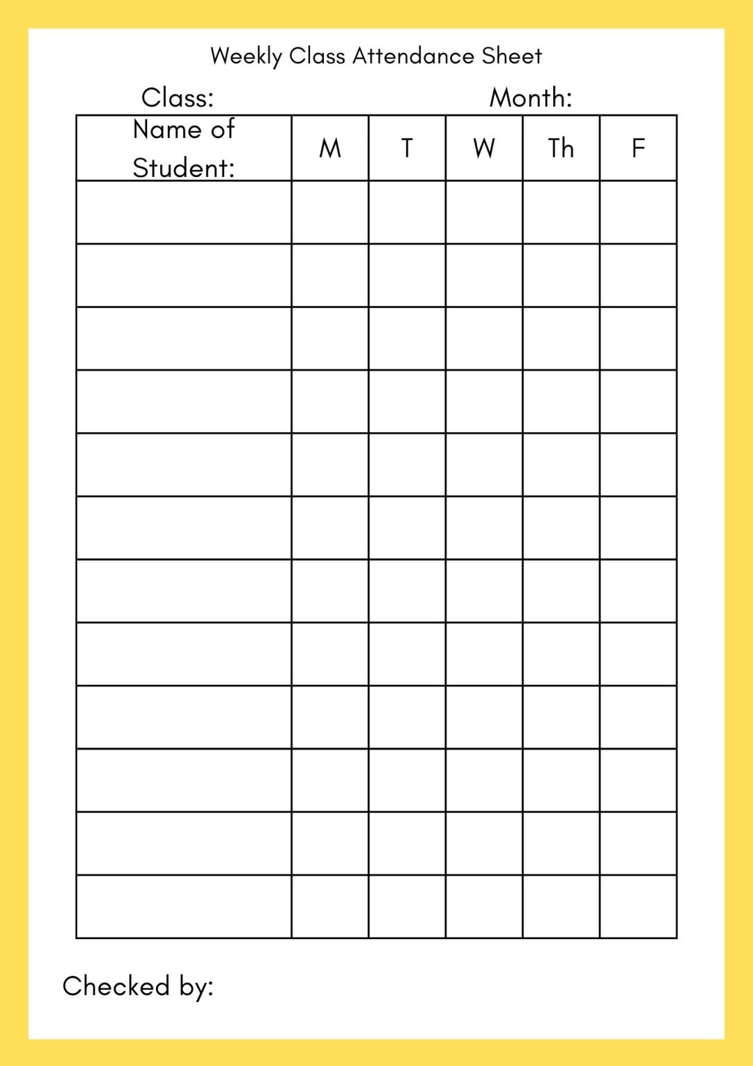 40 Free Printable Attendance Sheets - Printaboles