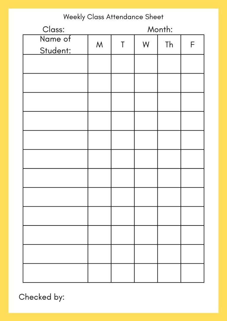 40 Free Printable Attendance Sheets - Printaboles