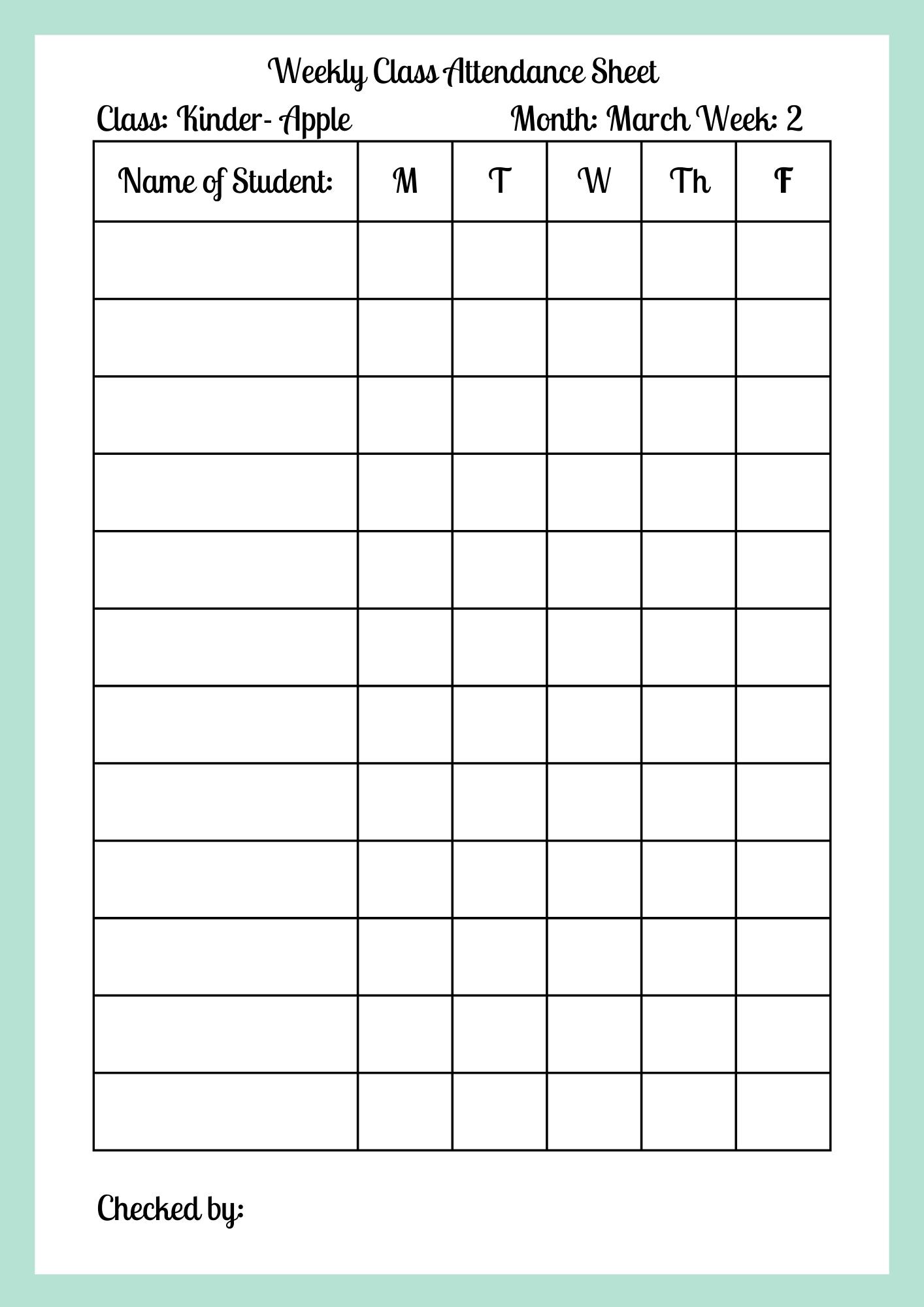 40 Free Printable Attendance Sheets - Printaboles